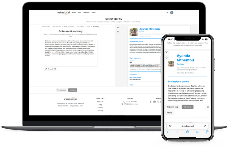 Free CV Builder South Africa | Fast & Easy AI Tool | Make A CV